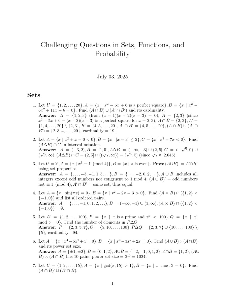 SK Math SAMPLE QUESTIONS | PDF | Function (Mathematics) | Mathematical ...