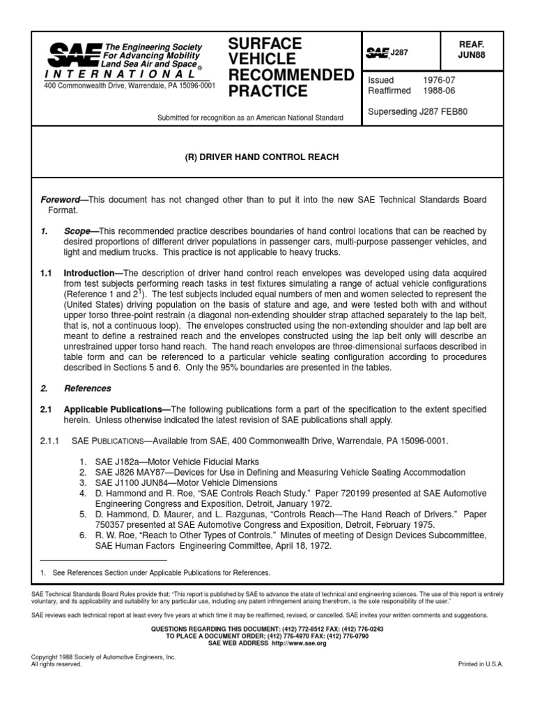 Sae J287 1988 | PDF | Seat Belt | Plane (Geometry)
