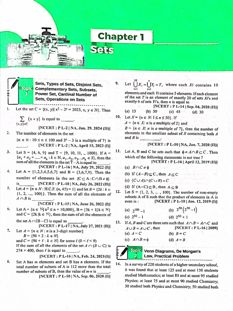 Set Theory JEE Mains PYQS | PDF