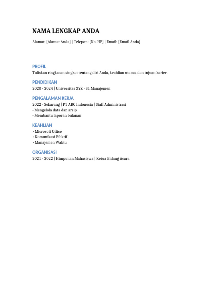 Template CV Formal (1) | PDF