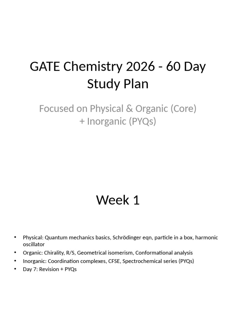 GATE Chemistry 60day Plan | PDF