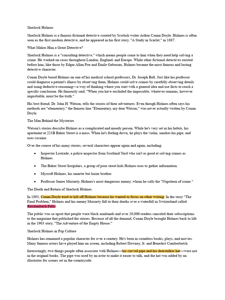 Hound of Baskervilles Complete Notes | PDF | Sherlock Holmes | The ...
