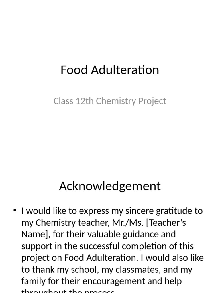 Food Adulteration Project Overview | PDF