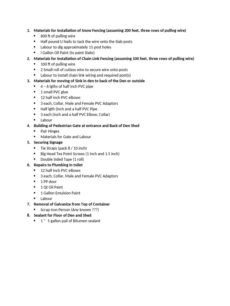 Materials For Scout Grounds Project VT Draft | PDF