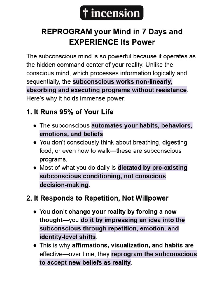 Reprogram Your Mind in 7 Days | PDF | Mind | Reality
