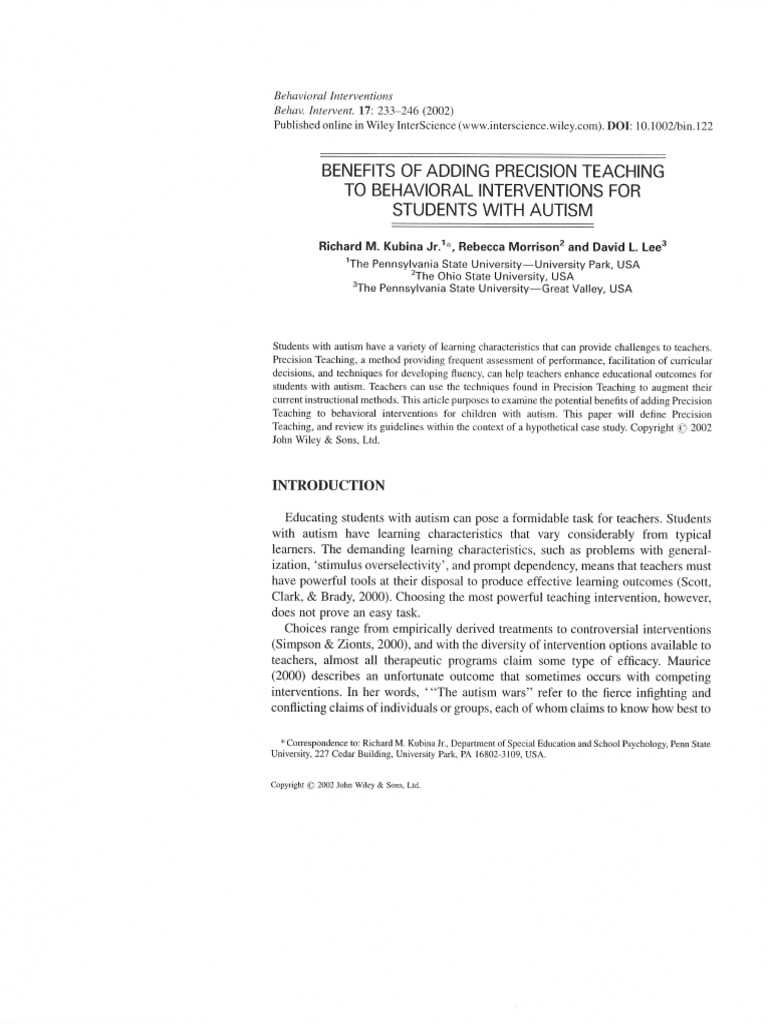 Precision Teaching Kubina | PDF