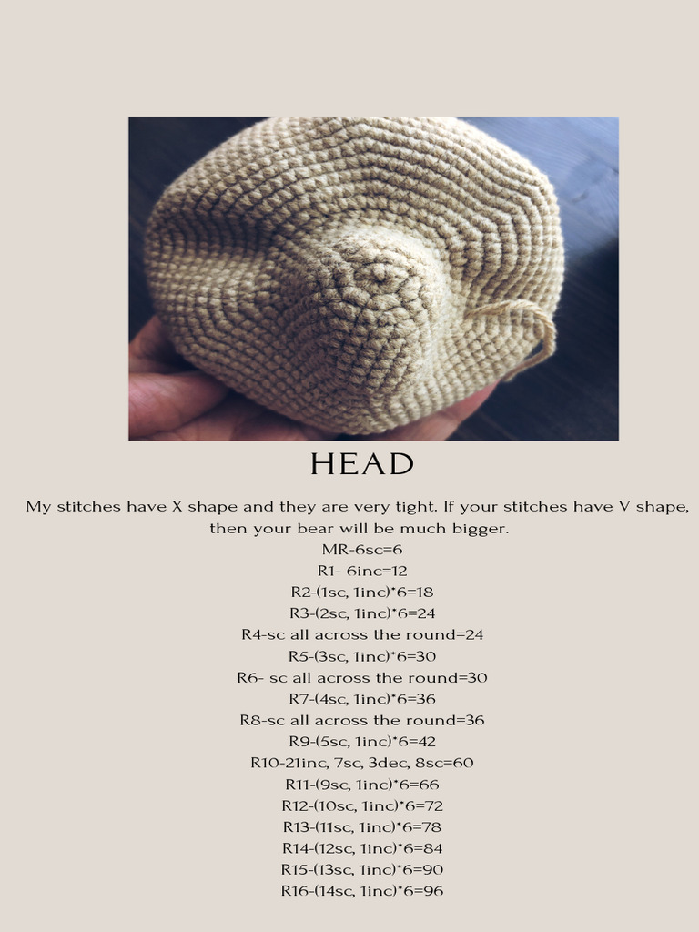 Crochet Bear Pattern Instructions | PDF | Yarn | Surgical Suture
