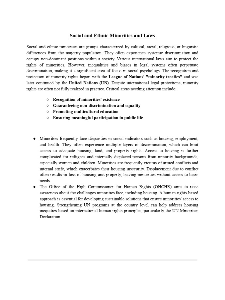 Social and Ethnic Minorities and Laws | PDF | Minority Group ...
