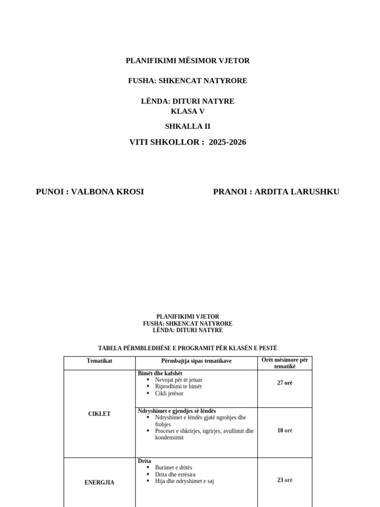 Dituri 5 Tremujori I 1 | PDF