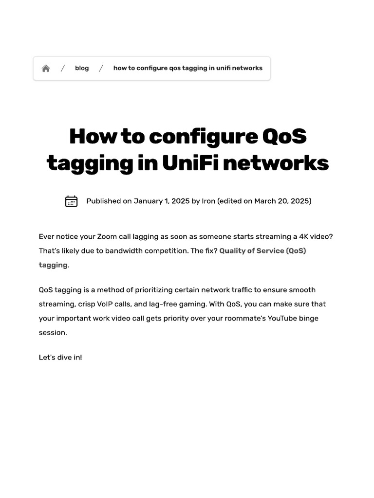 Howtoconfigure QoS Tagging in Unifi | PDF