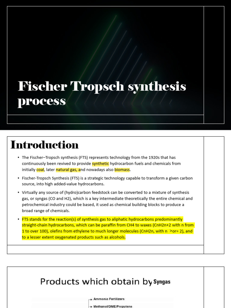 Fischer-Tropsch Synthesis Overview | PDF | Chemical Energy Sources ...