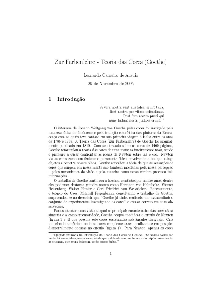 Teoria das Cores de Goethe | PDF | Vermelho | Cor