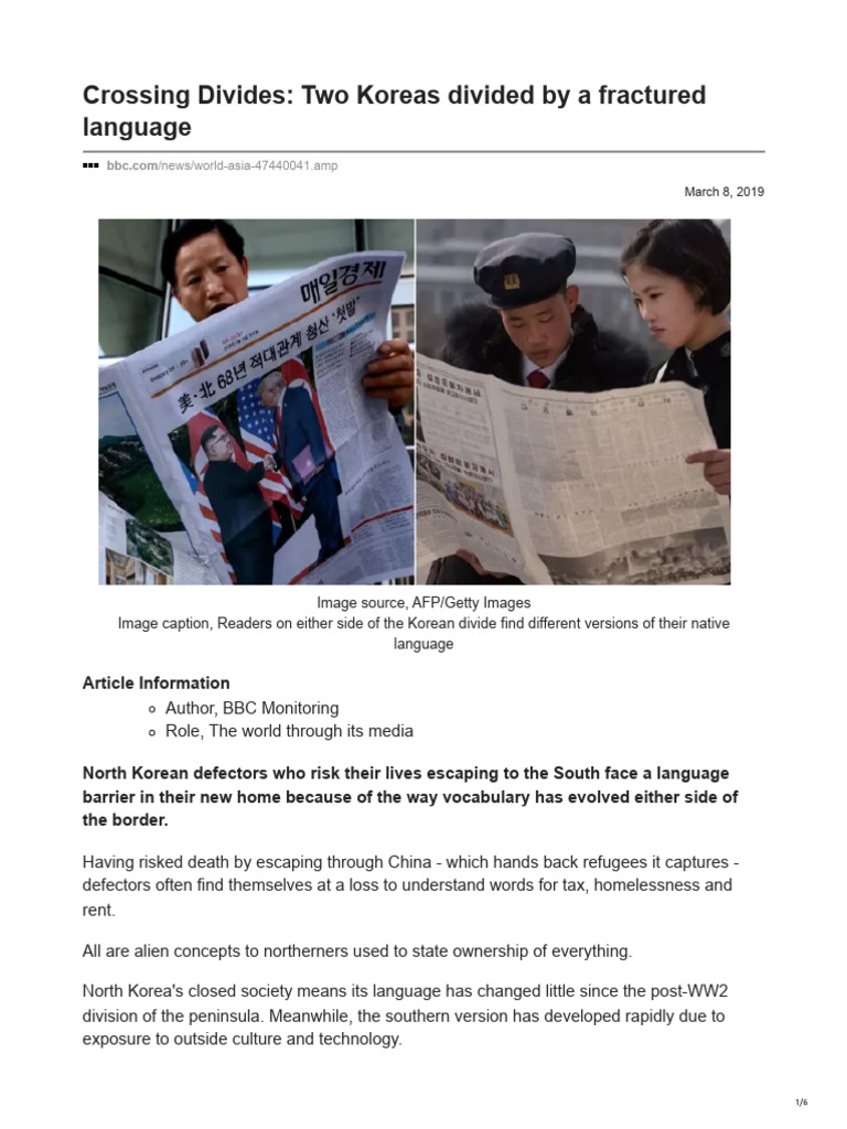 Two Koreas Fractured by Language | PDF | Korean Language | Linguistics