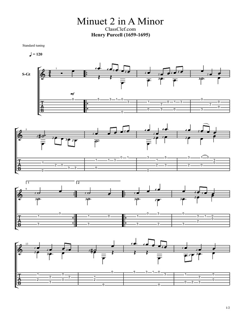 Minuet 2 in A Minor by Henry Purcell | PDF