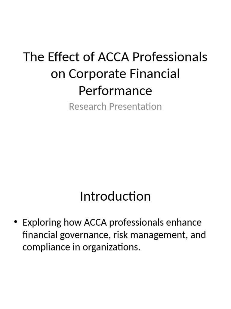 Impact of ACCA on Financial Performance | PDF
