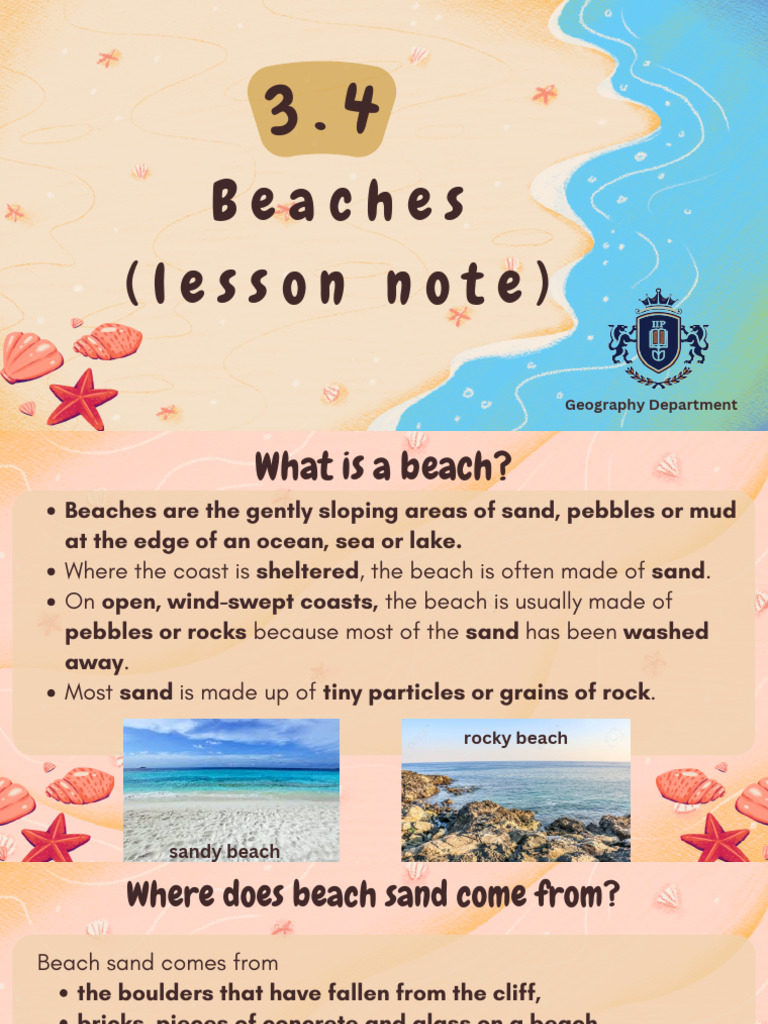 3.4 Beaches (Lesson Note) - Ce28bd34 A77d 41fd 8810 06df2013f0fd | PDF