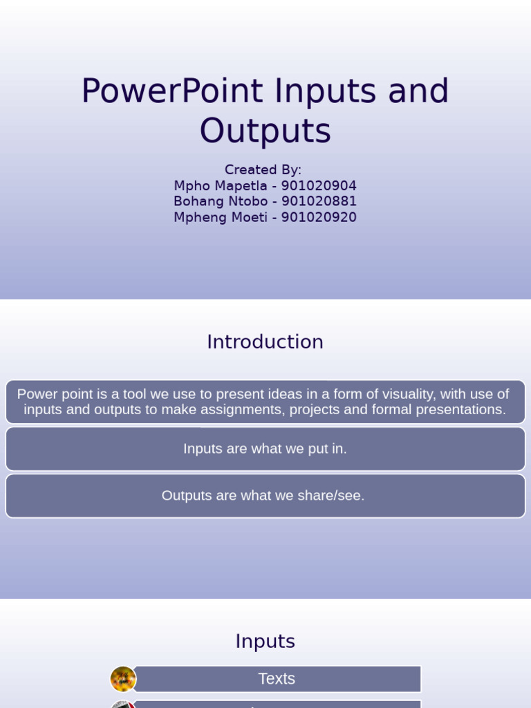 PowerPoint Inputs and Outputs No Videos | PDF