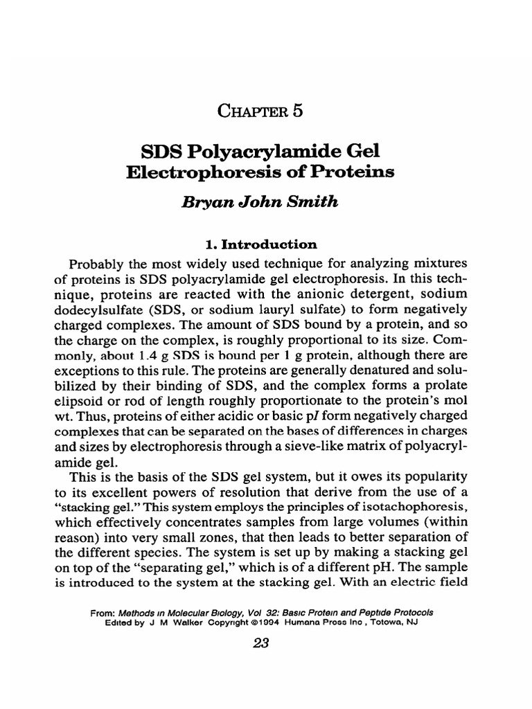 SDS-PAGE with Narrow Polyacrylamide Gels | PDF | Gel Electrophoresis ...