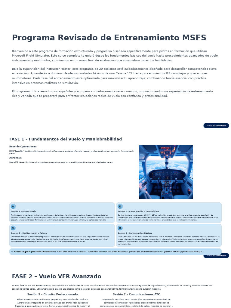 Programa Revisado de Entrenamiento MSFS | PDF | Reglas de vuelo por ...