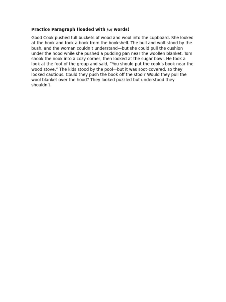 Practice Paragraph Simple U | PDF