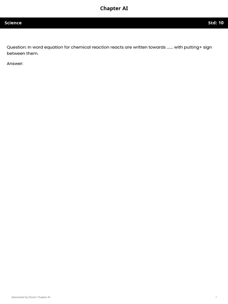 Chapter AI Chapter 1 - Chemical Reactions and Equations - 76602 | PDF