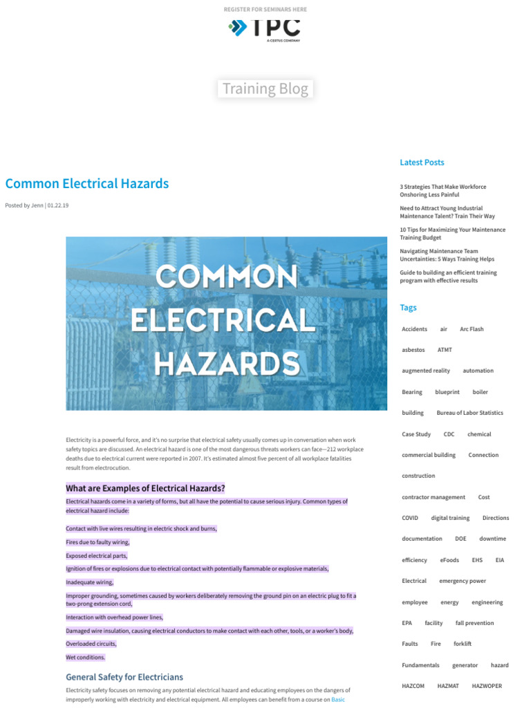 Common Electrical Hazards - TPC Training | PDF | Insulator (Electricity ...