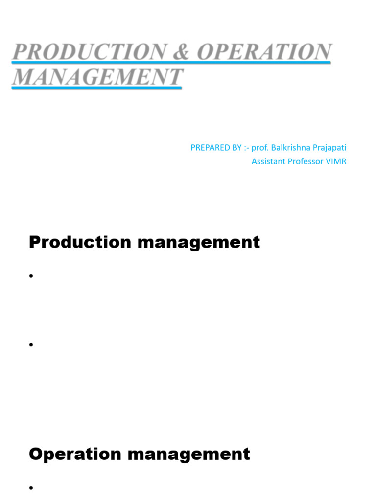 Production and Operation Management Guide | PDF | Inventory | Supply ...