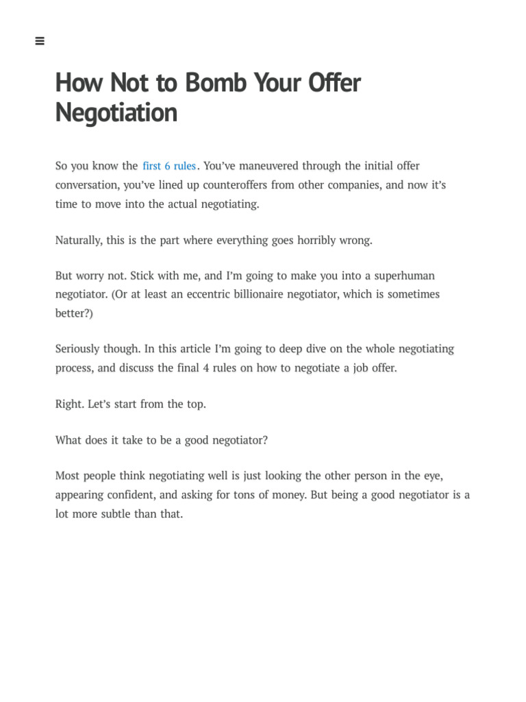 Mastering Job Offer Negotiation | PDF | Stocks | Option (Finance)