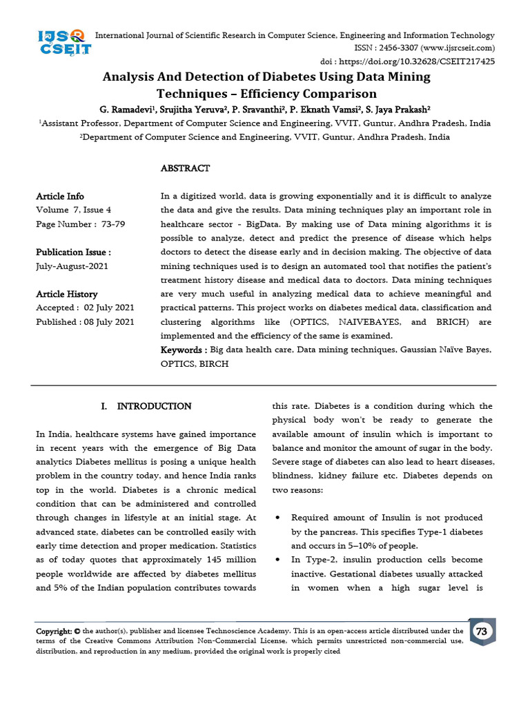 Analysis and Detection of Diabetes Using | PDF | Machine Learning ...