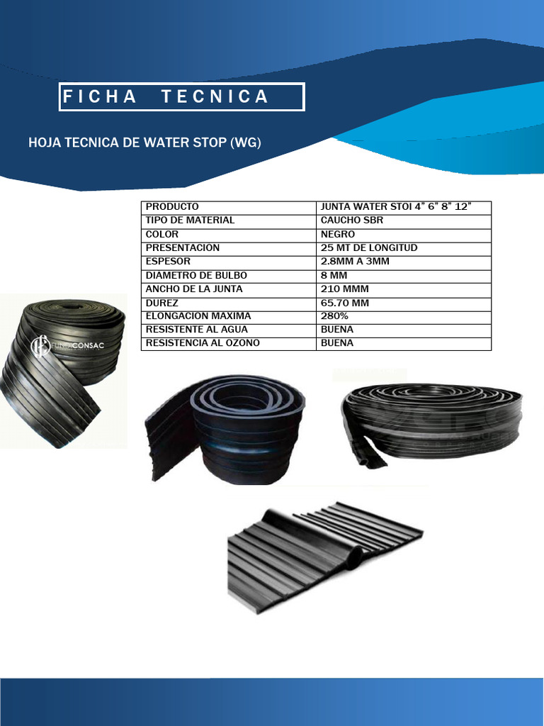 Junta Water Stop: Hoja Técnica | PDF