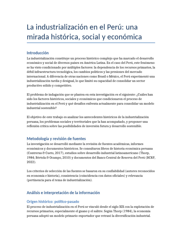 Industrializacion Peru APA | PDF | Perú | Industrialización