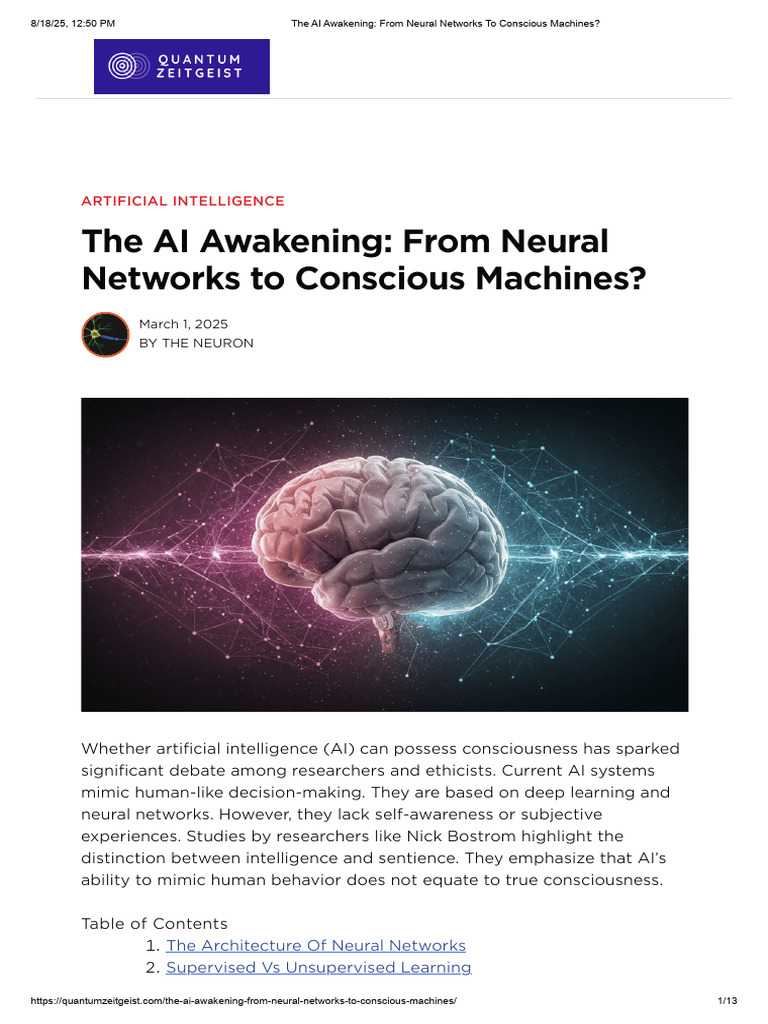 The AI Awakening_ From Neural Networks to Conscious Machines | PDF | Artificial Intelligence ...