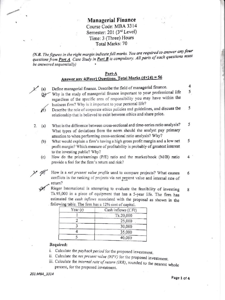 Managerial Finance - 3314 Previous Questions-1 | PDF | Microeconomics ...