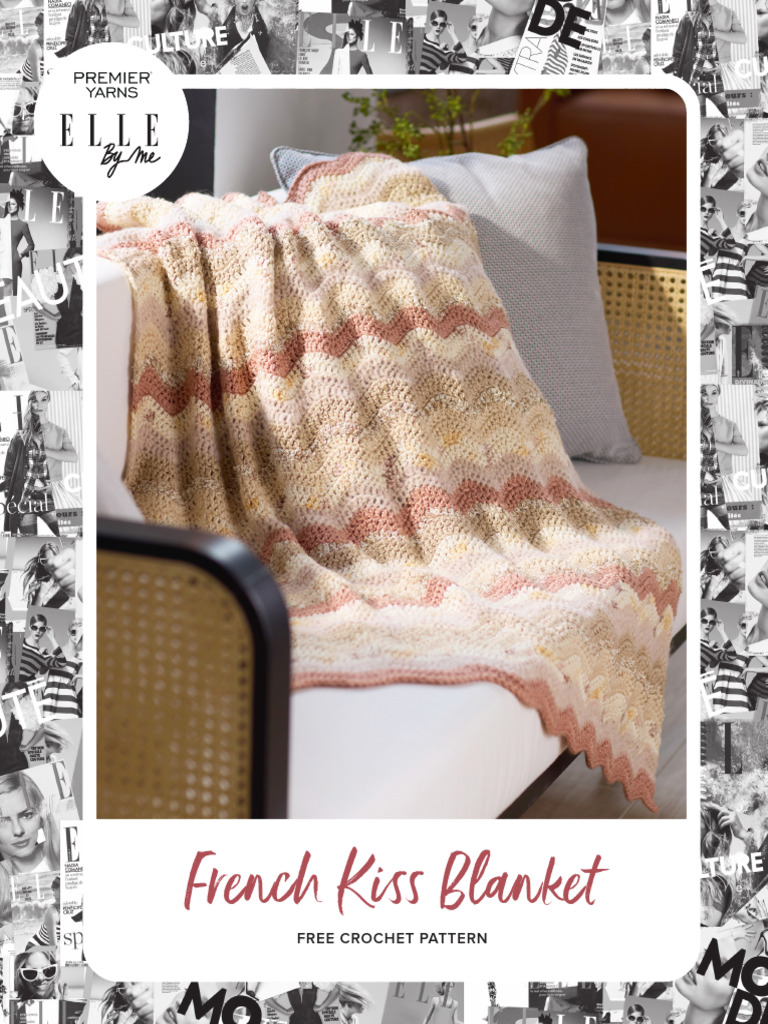 Free French Kiss Blanket Crochet Pattern | PDF | Crochet | Yarn