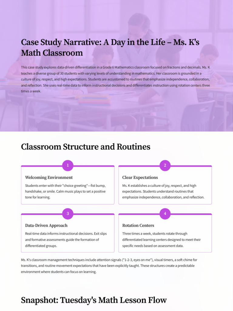 Case Study Narrative A Day in The Life Ms Ks Math Classroom | PDF ...
