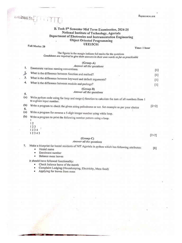 5th Sem Mid Term | PDF