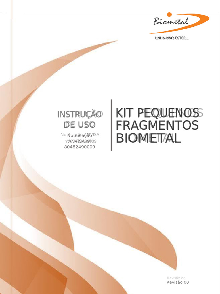 Instruções de Uso do Kit Biometal Ortopédico | PDF | Esterilização ...
