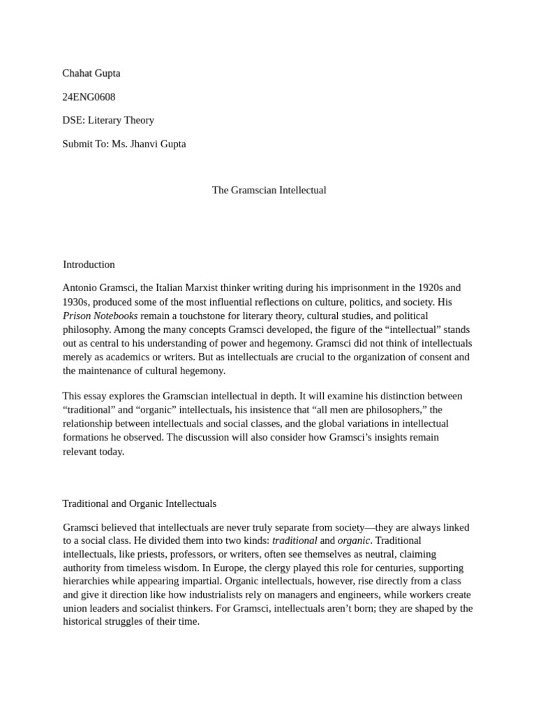 Understanding Gramsci's Intellectuals | PDF | Antonio Gramsci ...