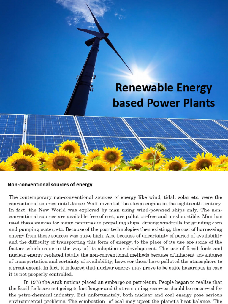 Renewable Energy Power Plant Overview | PDF | Solar Cell | Renewable Energy