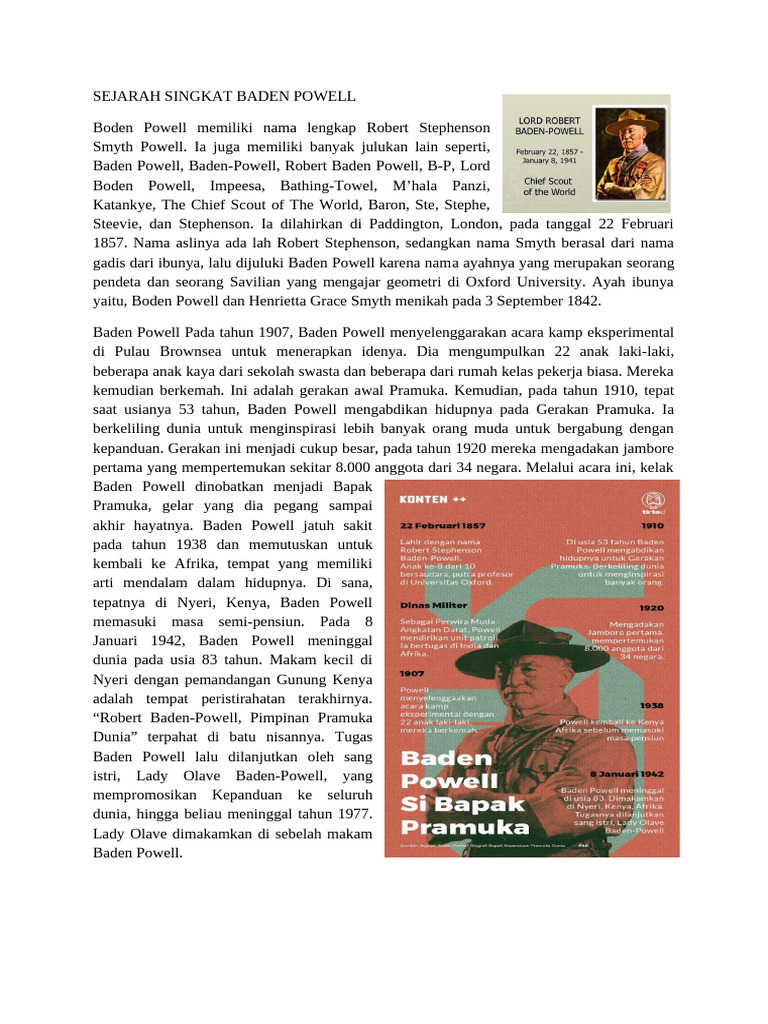 Sejarah Singkat Baden Powell | PDF