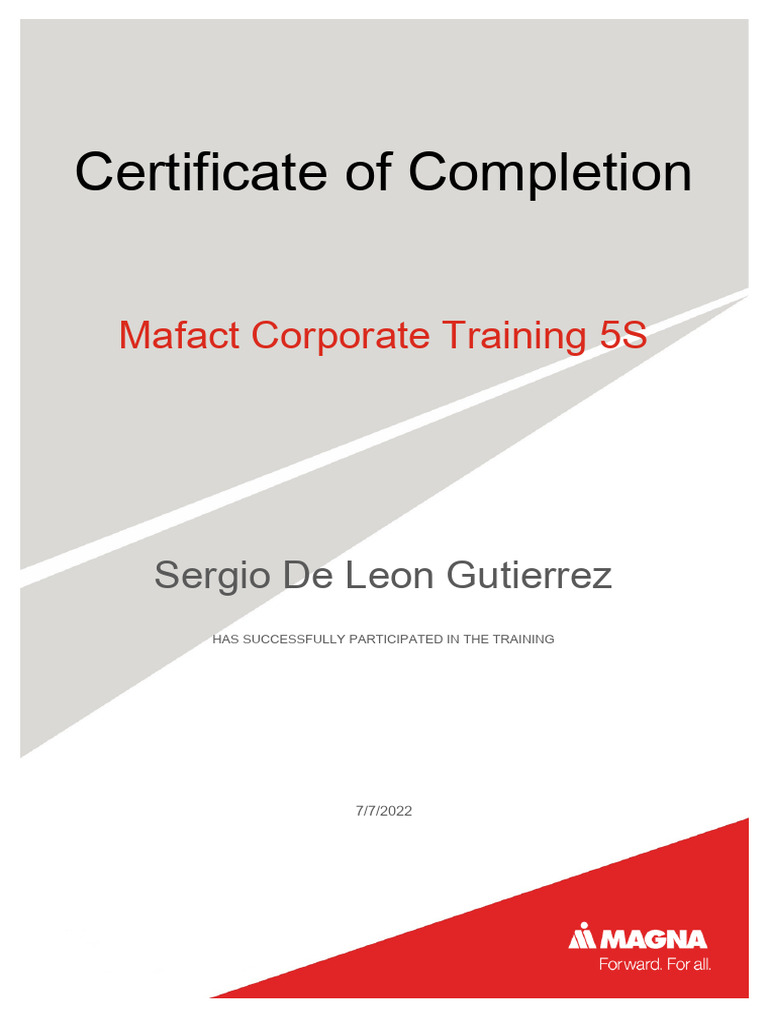 CertificateOfCompletion 5s MAFACT | PDF