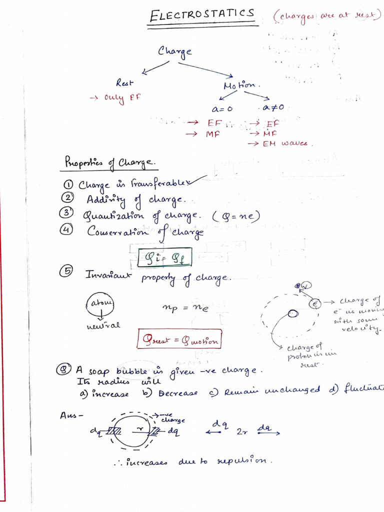Electric Charges and Field, Electrostatic Potential and Capacitance PDF ...