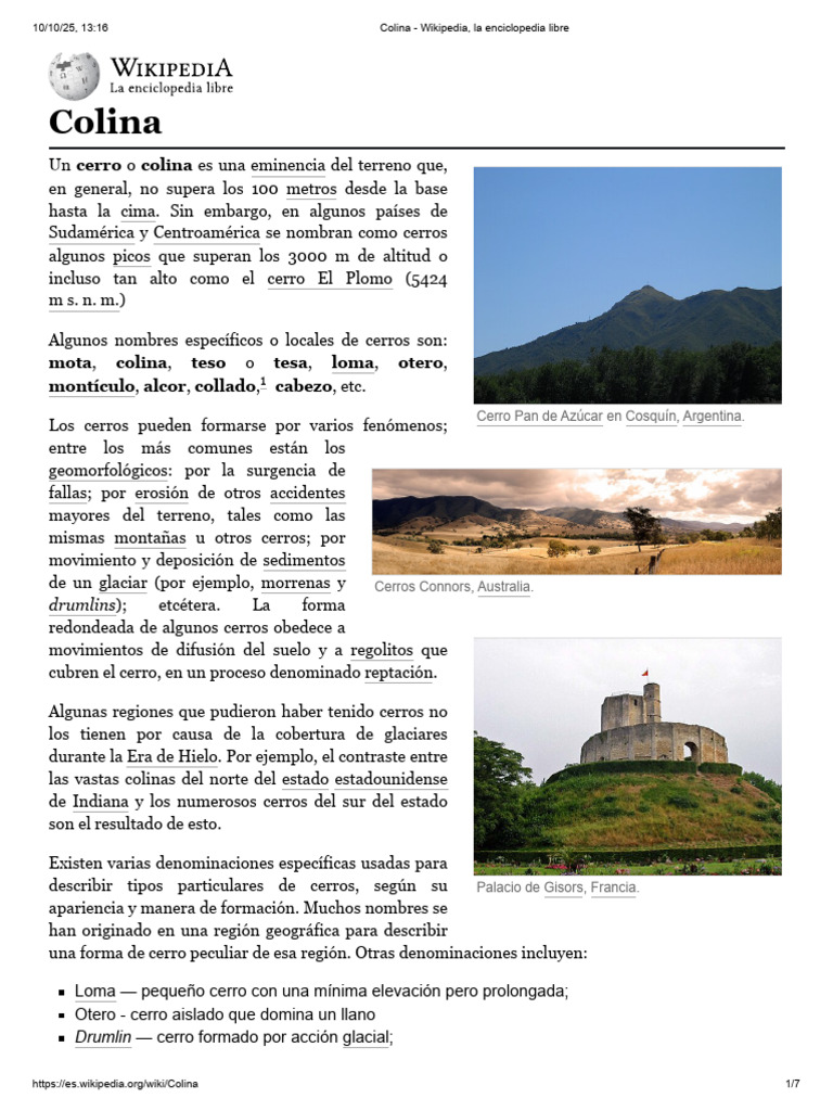 Colina | PDF | Paisaje | Geografía Física