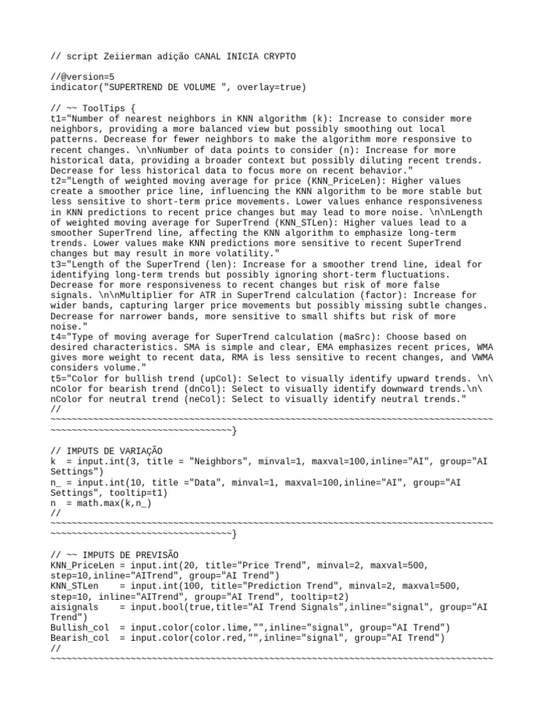 Indicador Supertrend de Volume 1 | PDF | Moving Average | Applied ...