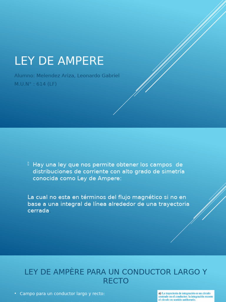 Presentacion Ley de Ampere Ppt | PDF | Corriente eléctrica | Integral