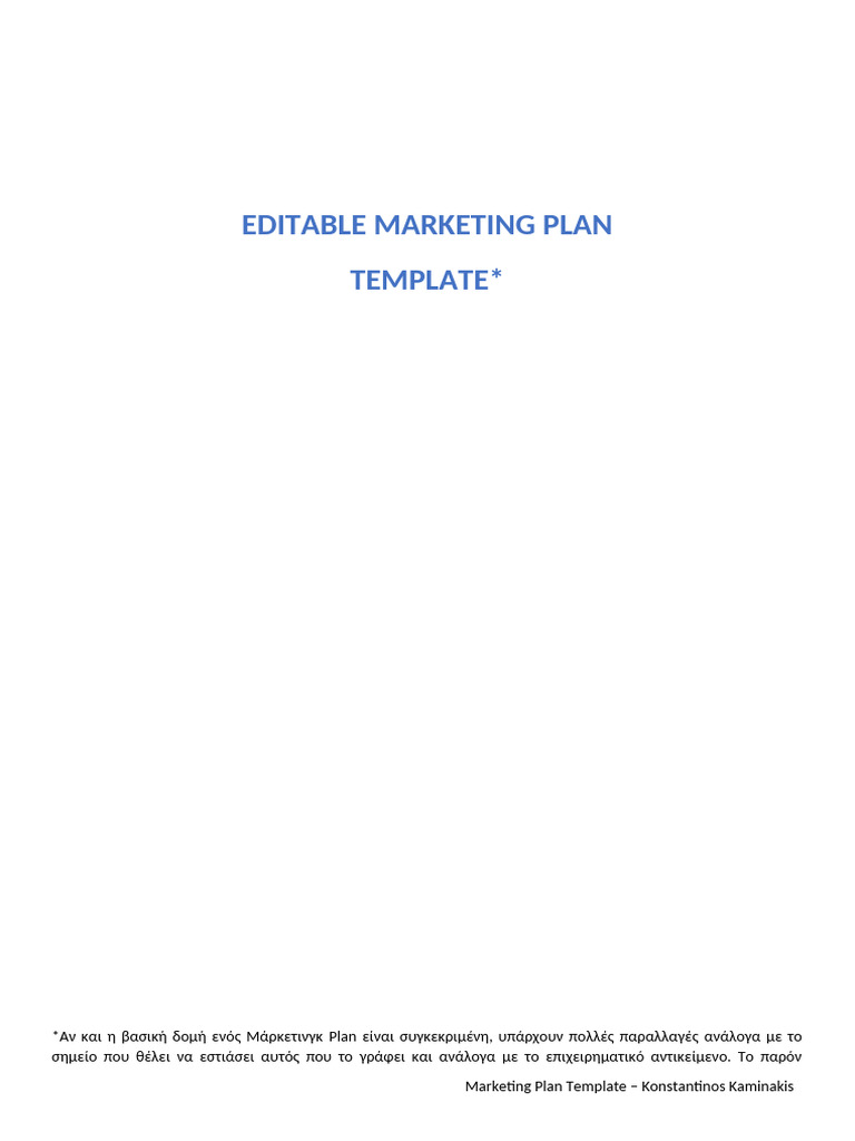 Editable Marketing Plan Template | PDF