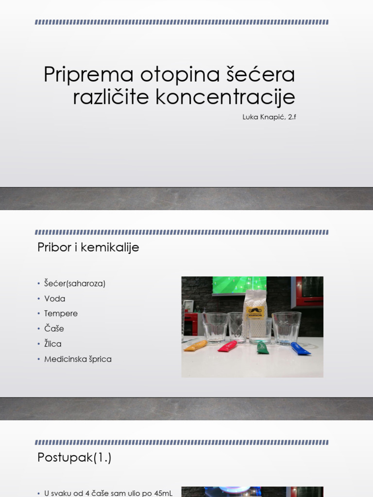 Priprema Otopina Šećera Različite Koncentracije | PDF