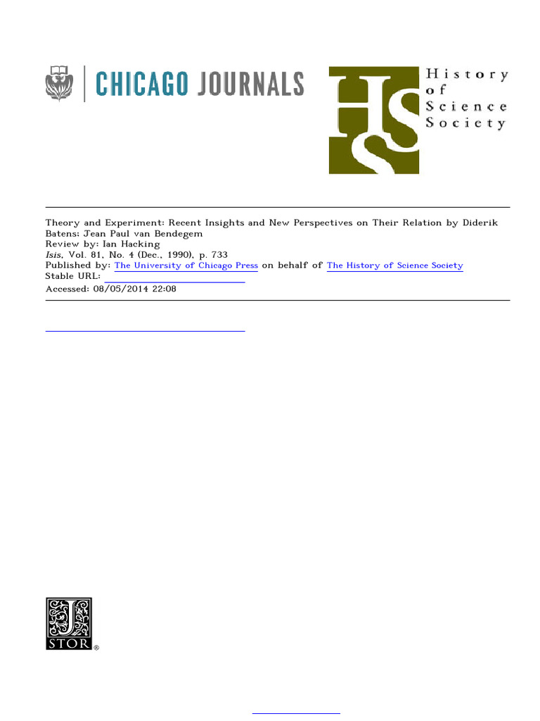 Hacking, Ian - Theory and Experiment (Review) (1990) | PDF | Science