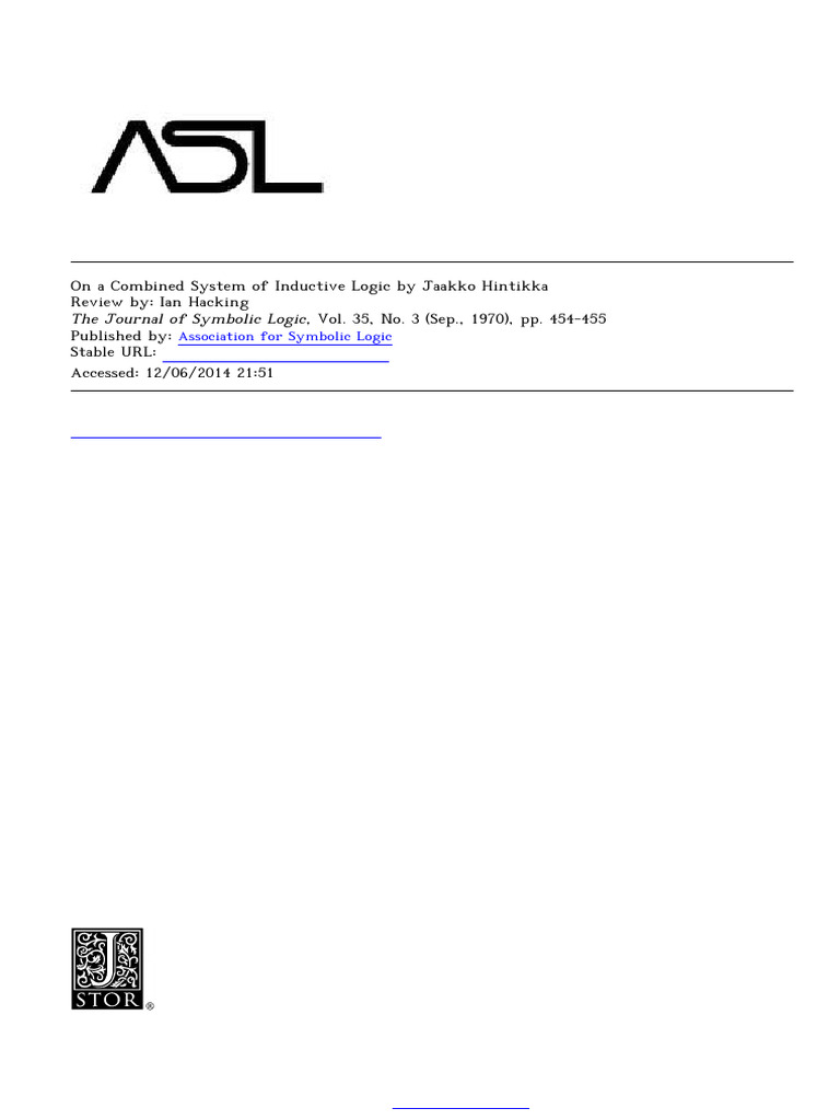 Hacking, Ian - Three Books by Jaakko Hintikka (Review) (1970) | PDF ...