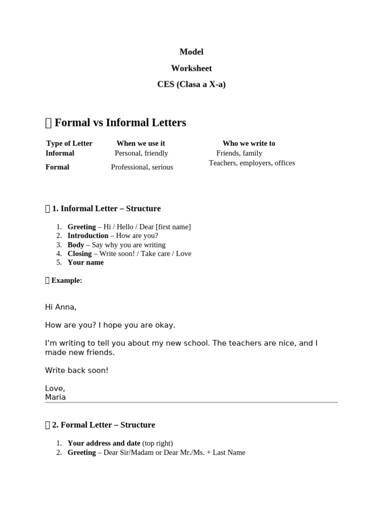 Formal vs Informal Letter Guide | PDF